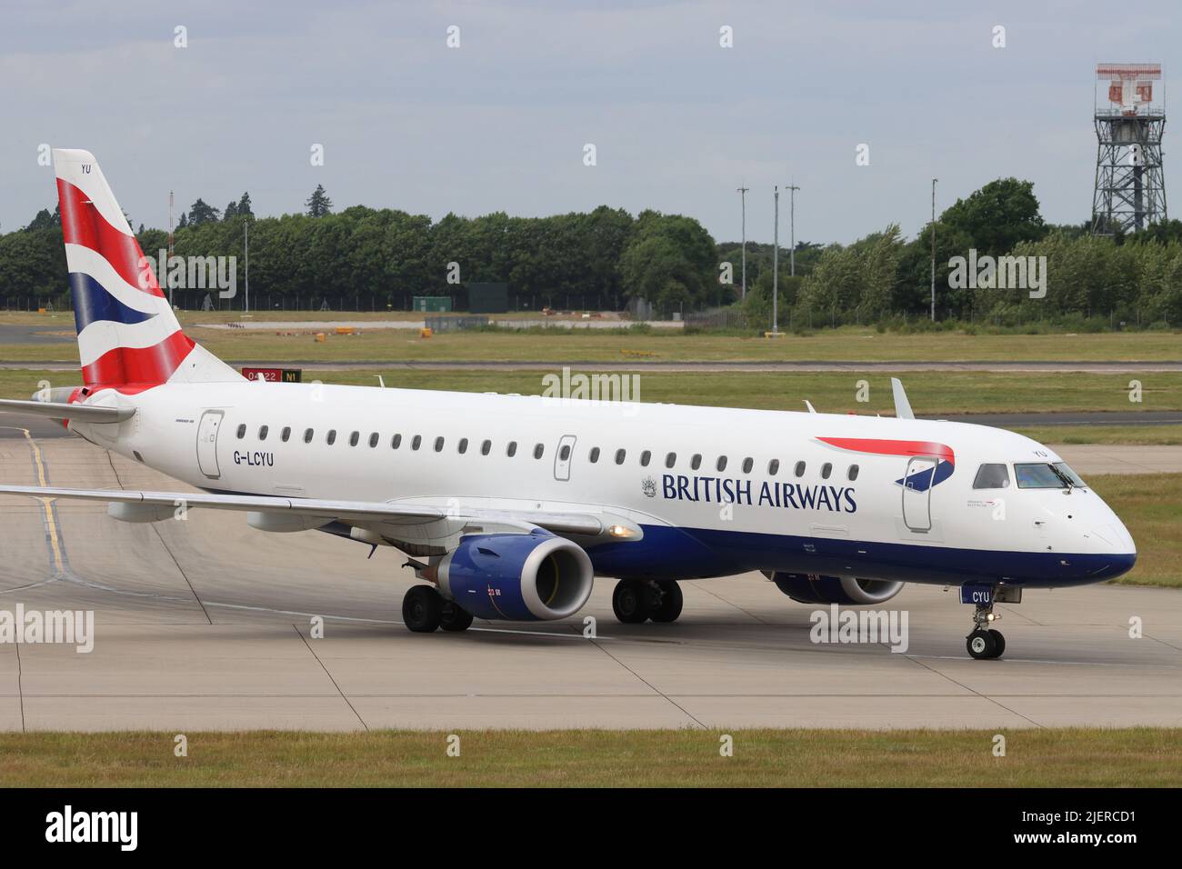 British Airways, Embraer E190 G-LCYU, arriving at Stansted Airport ...