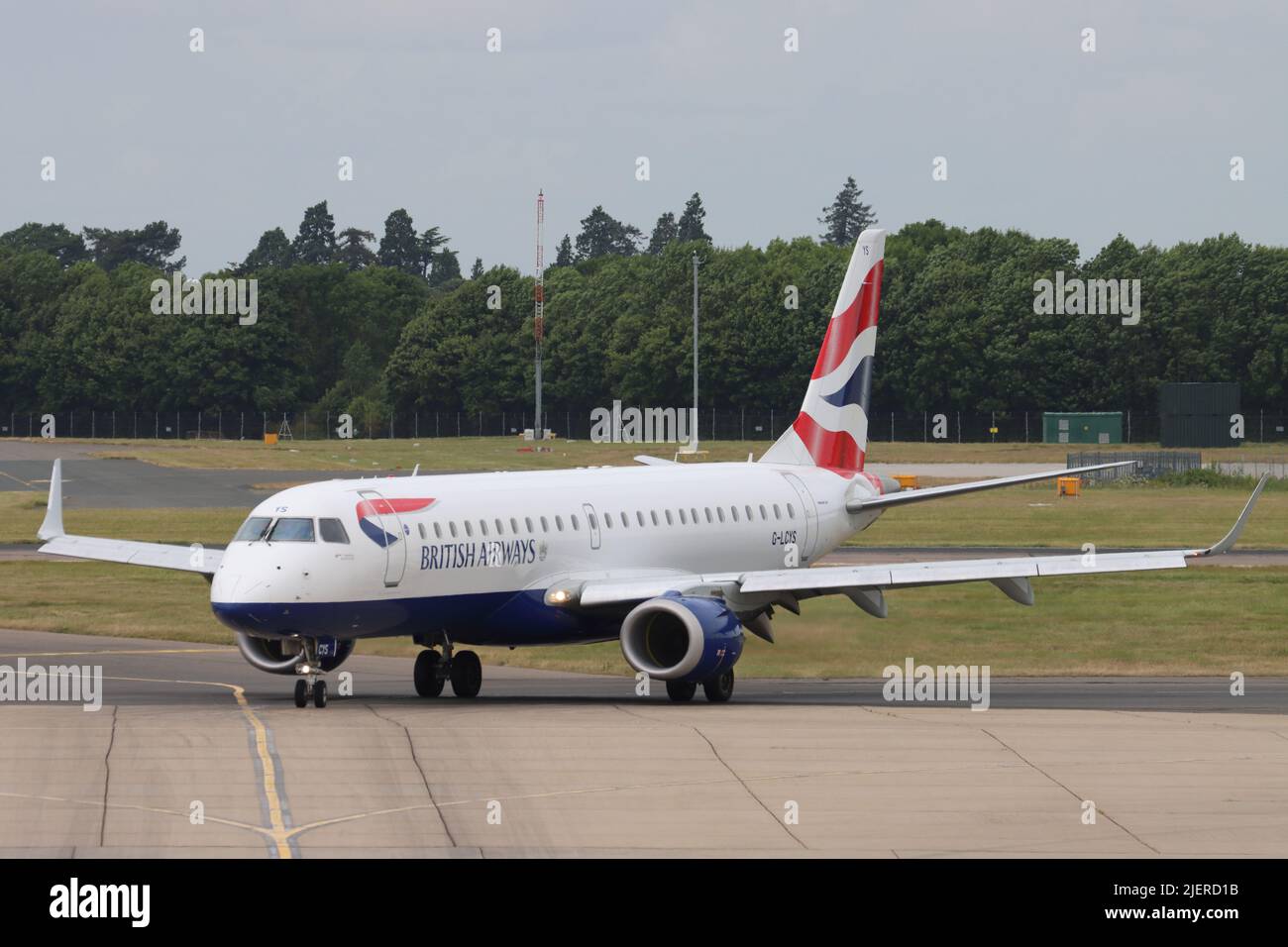 British Airways, Embraer E190 G-LCYS, arriving at Stansted Airport ...