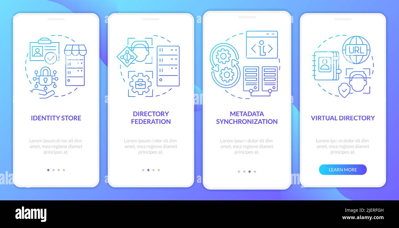 Directory services blue gradient onboarding mobile app screen Stock ... Directory services blue gradient onboarding mobile app screen Stock ...