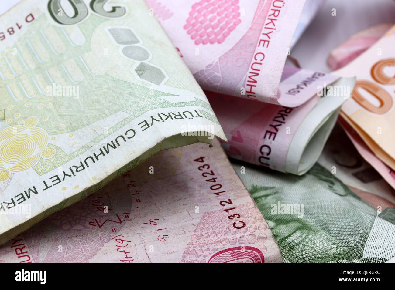 close-up Turkish lira banknote background Stock Photo - Alamy
