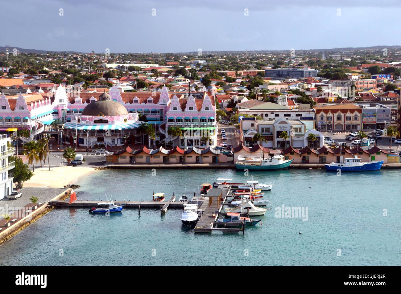 Small Fishing Boats by the Seafront Harbour of Oranjestad the capital ...