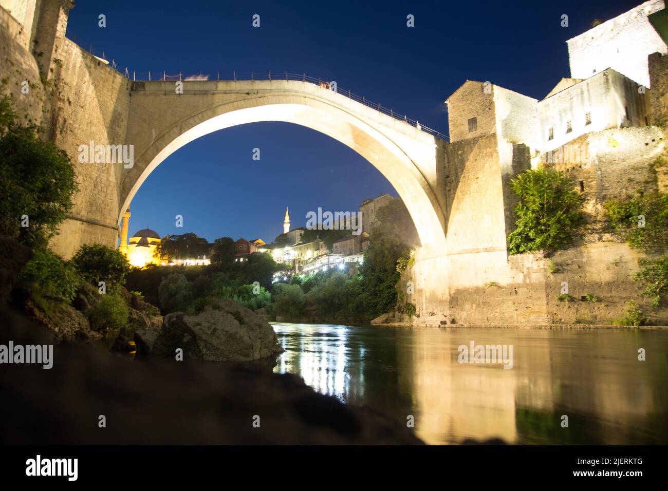Stari Most, Mostar Bridge in the night Stock Photo - Alamy