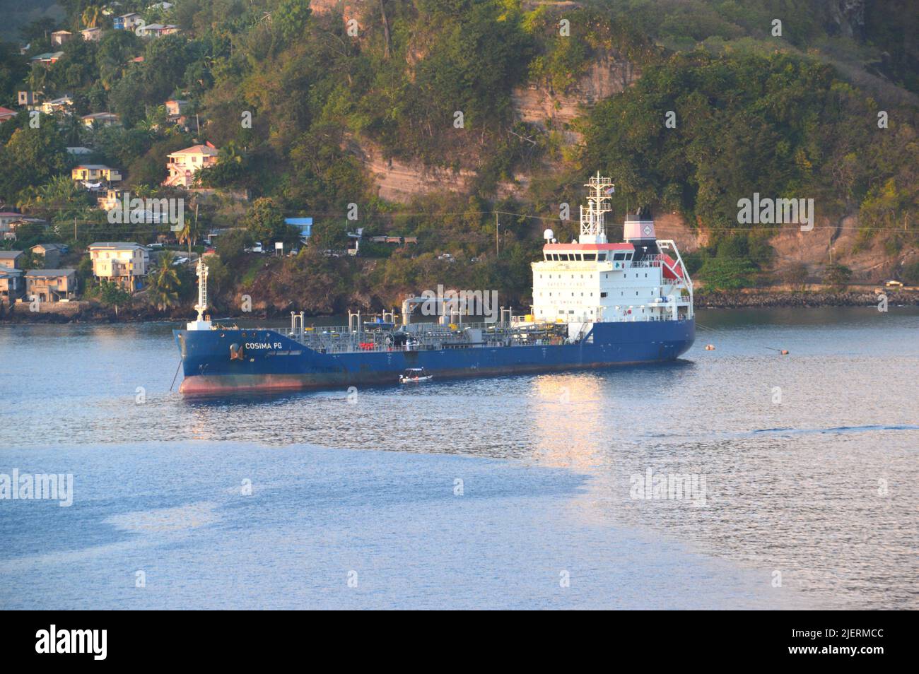 COSIMA PG (IMO: 9857822) a UK Registered Oil/Chemical Tanker Anchoured outside St George's ...