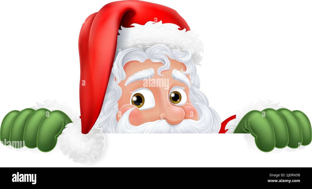 Cartoon Santa Claus Father Christmas Peeking Sign Stock Vector Image ...