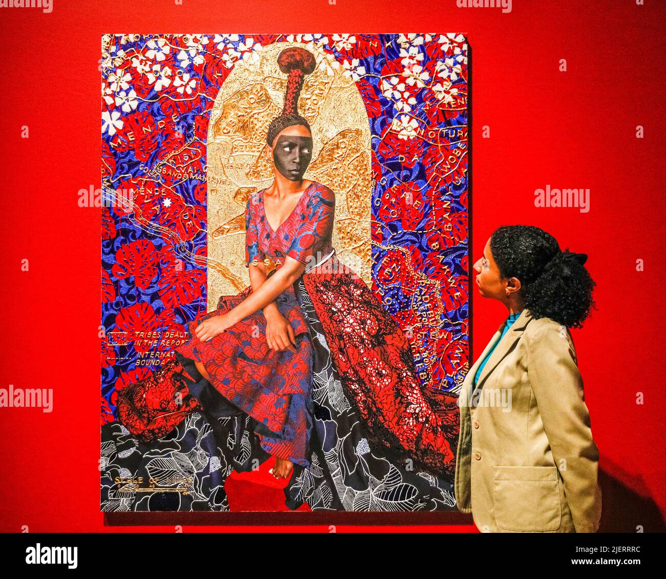 London, UK. 28th June, 2022. Gallery staff with Lina Iris Viktor ...