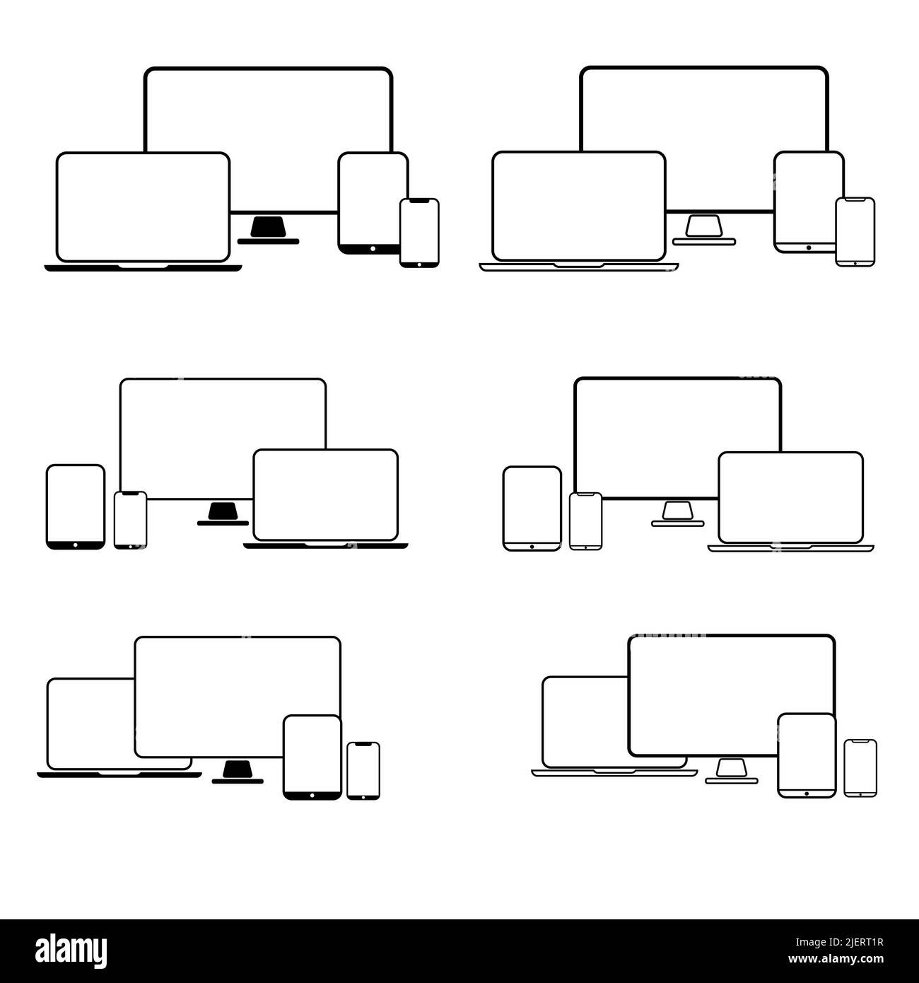 Devices and Electronics related line icons. Computers and mobile phones ...