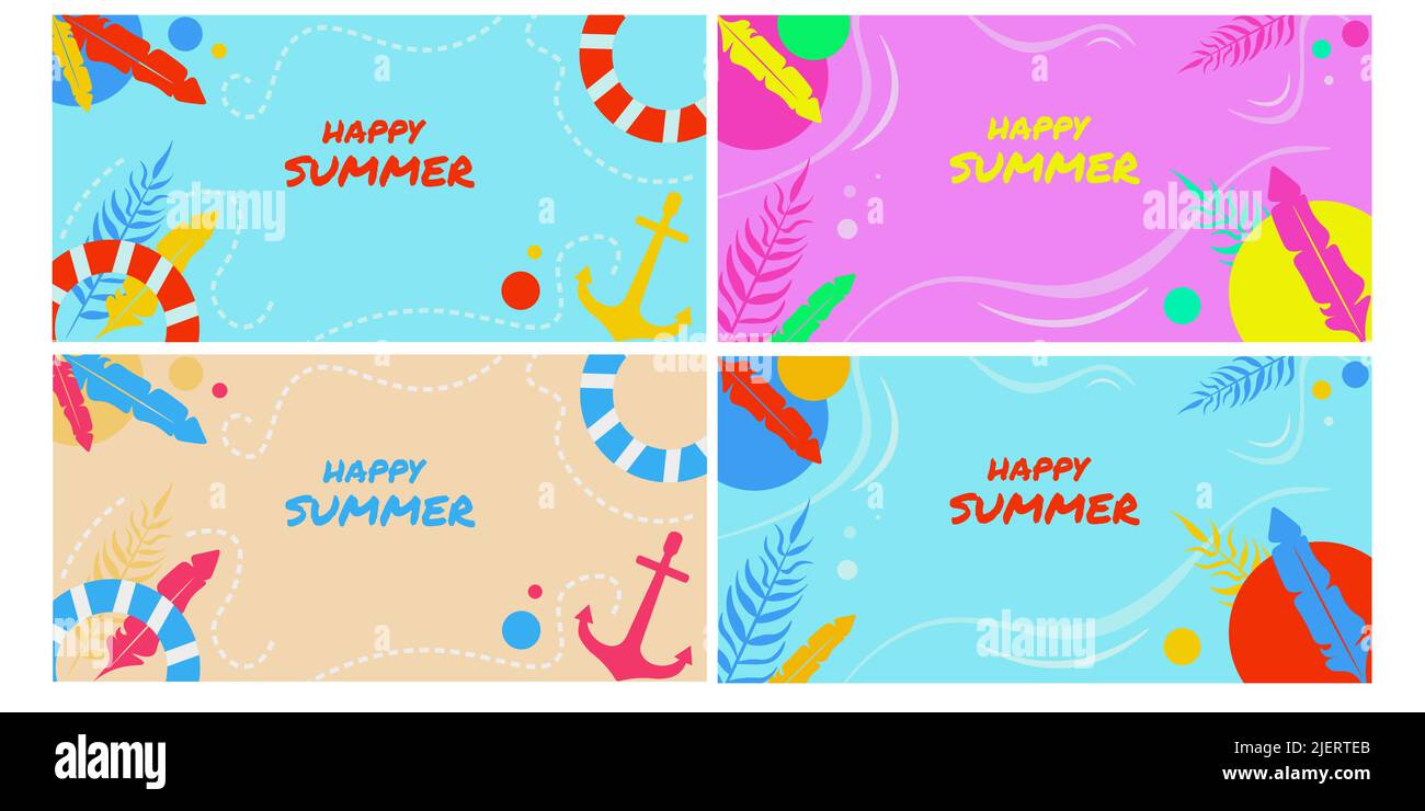 Colorful Summer background layout banners design. Horizontal poster ...