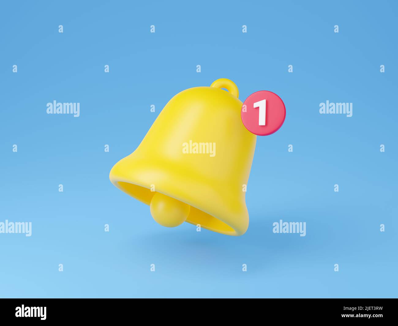 Notification bell icon 3d render - cute cartoon illustration of simple ...