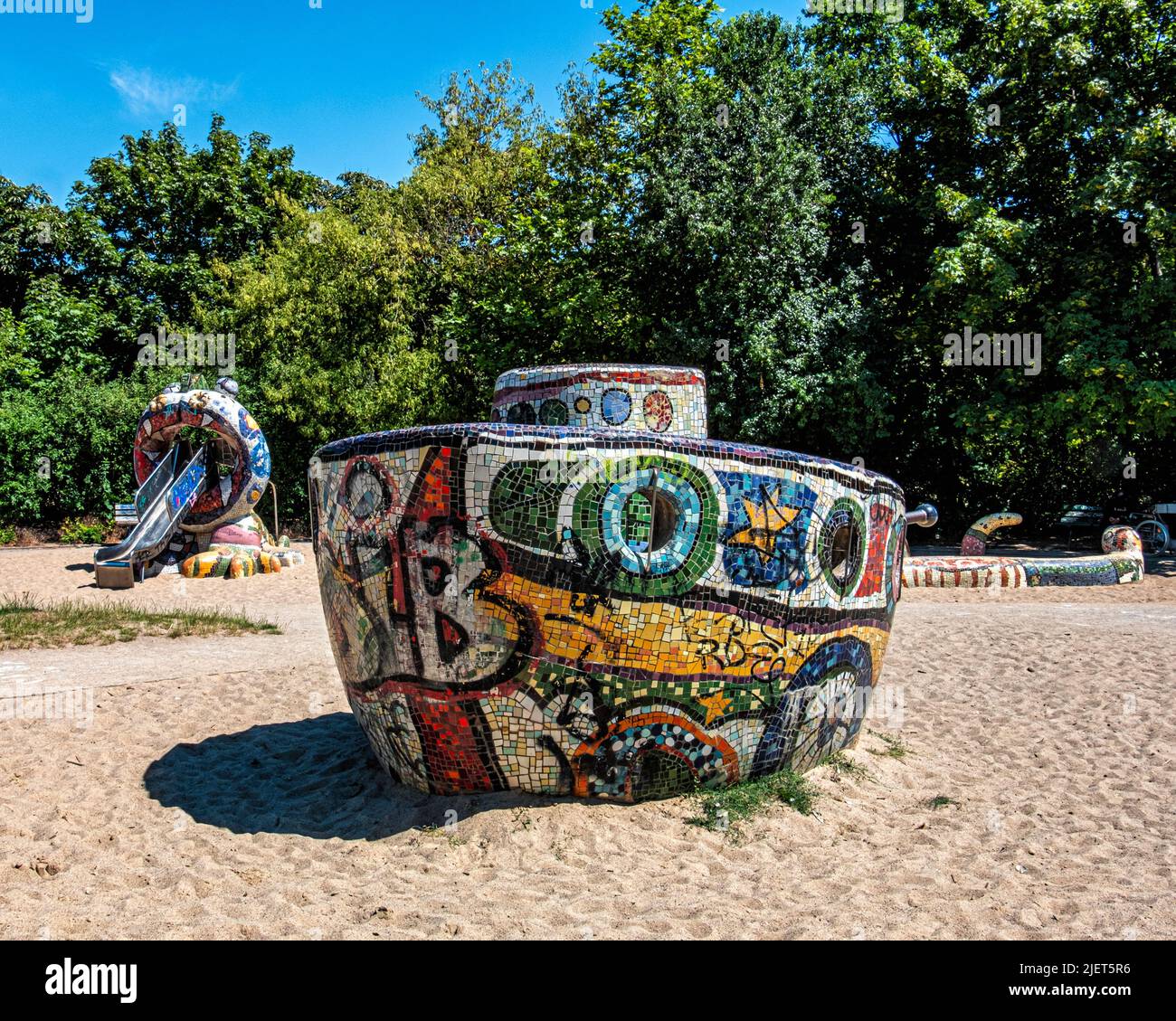 Snake Playground. Children's play area with mosaic covered structures ...