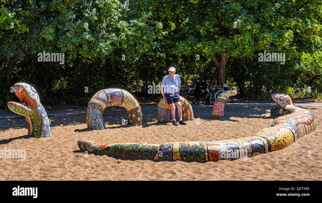 Snake Playground. Children's play area with mosaic covered structures ...