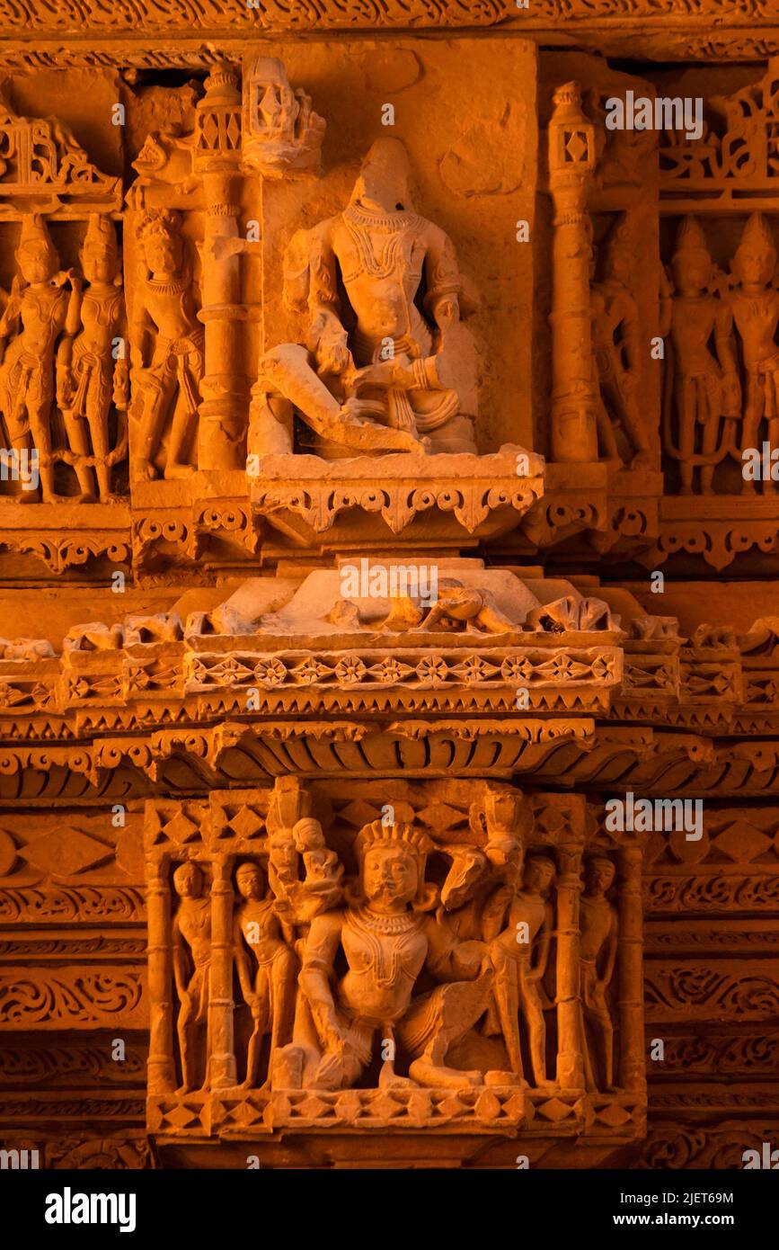 Carving of Broken Head Lord Brahma and doorkeeper on the entrance of ...