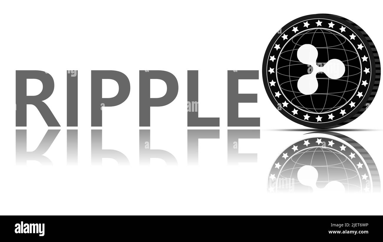 black ripple coin cryptocurrency on white background with its ...