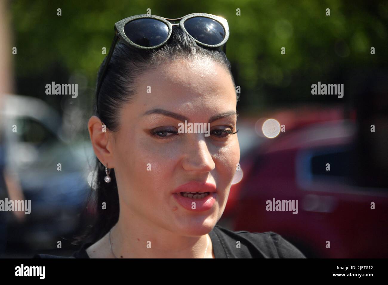 Moscow. The producer Milena Deynega at the farewell hall on the ...