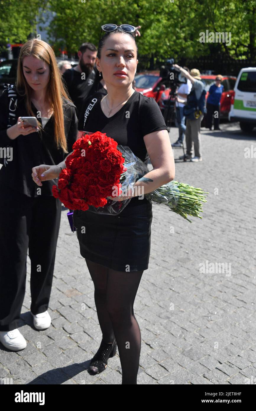 Moscow. The producer Milena Deynega at the farewell hall on the ...