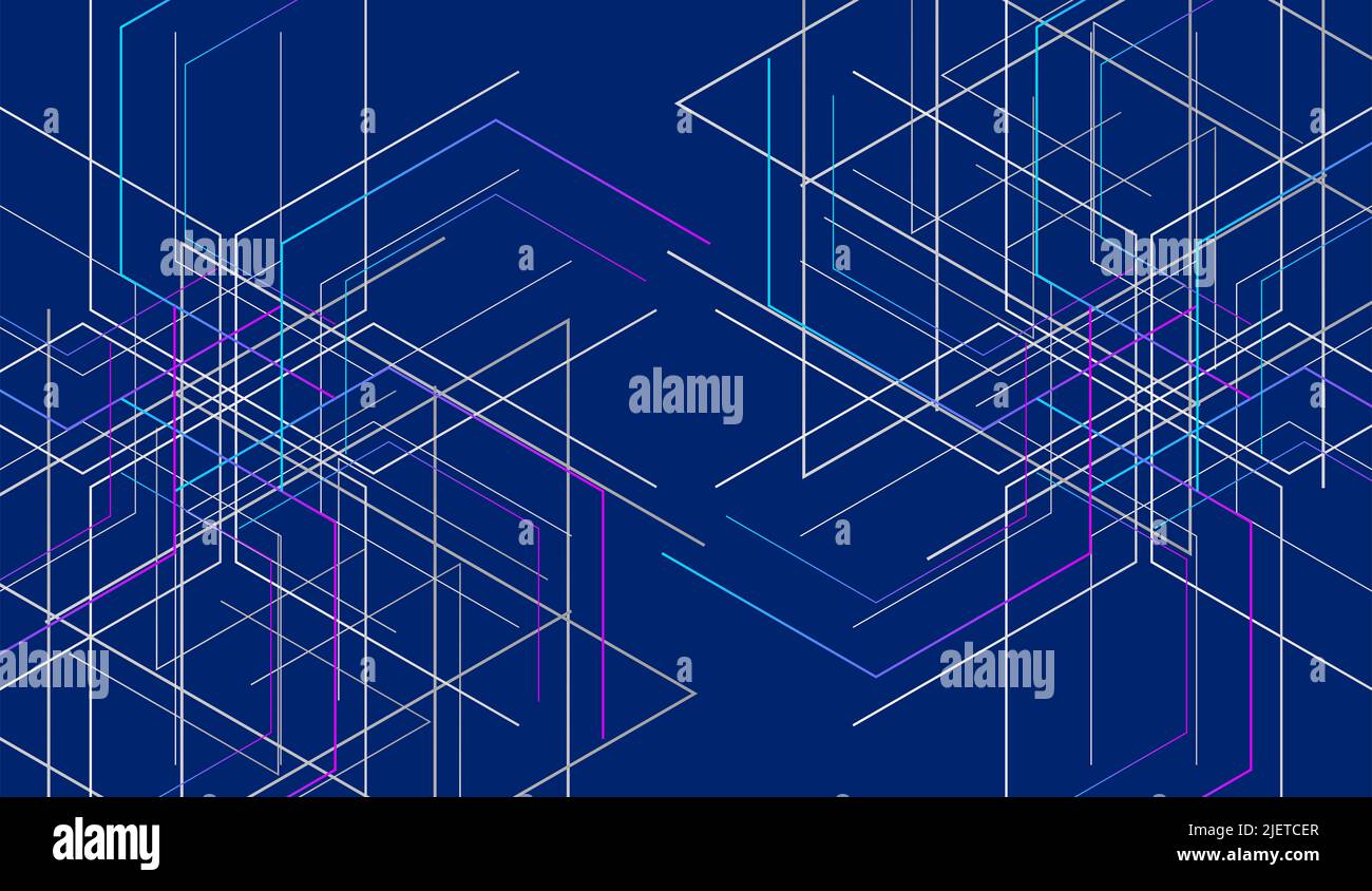 abstract blue purple hexagon, network or electric image, geometric navy ...