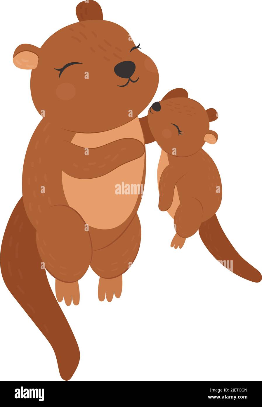 Cute Otter Clipart Isolated on White Background. Funny Clip Art Otter ...