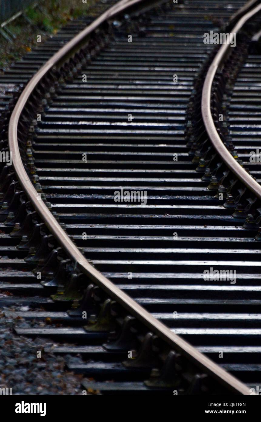 curving rail track Stock Photo - Alamy