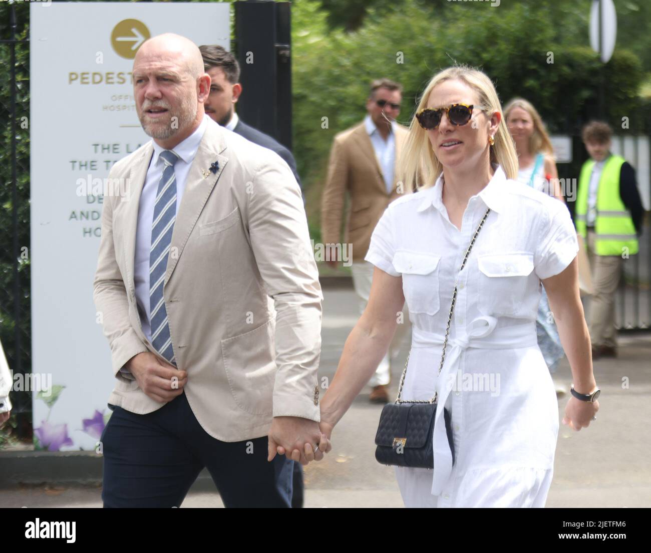 Zara and Mike Tindall arrive at Wimbledon during day two of the 2022 ...