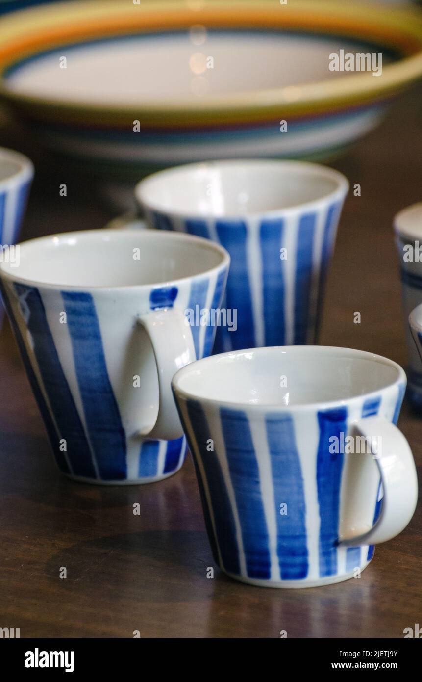 group of vintage cups and dish Stock Photo - Alamy