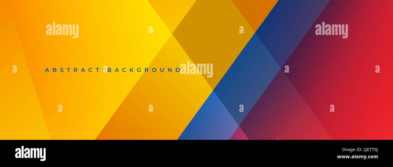 Yellow red and blue abstract modern wide banner with geometric shapes ...