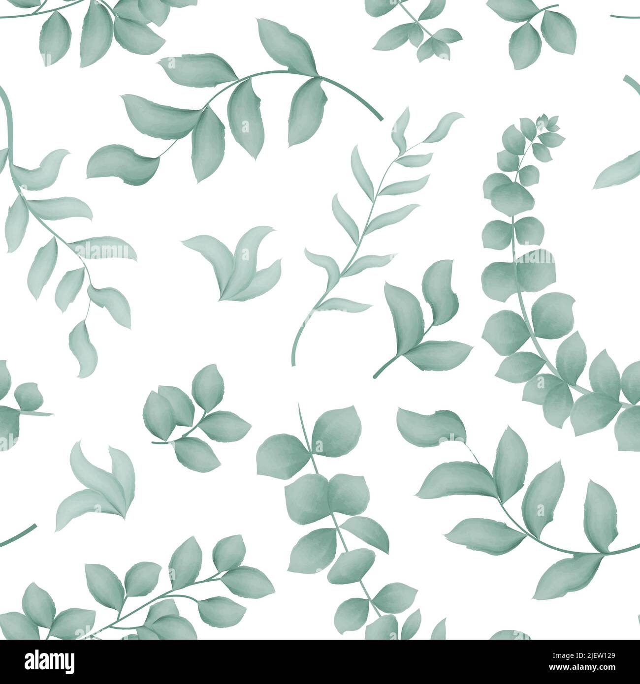 Different foliage and greenery watercolor seamless pattern vector Stock ...