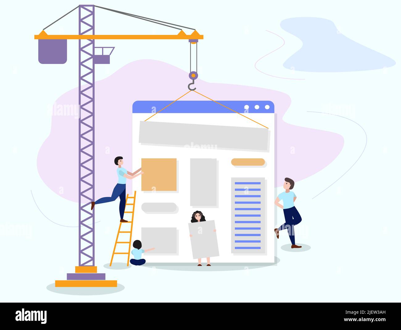 illustration in flat design style on the theme of web development Stock ...
