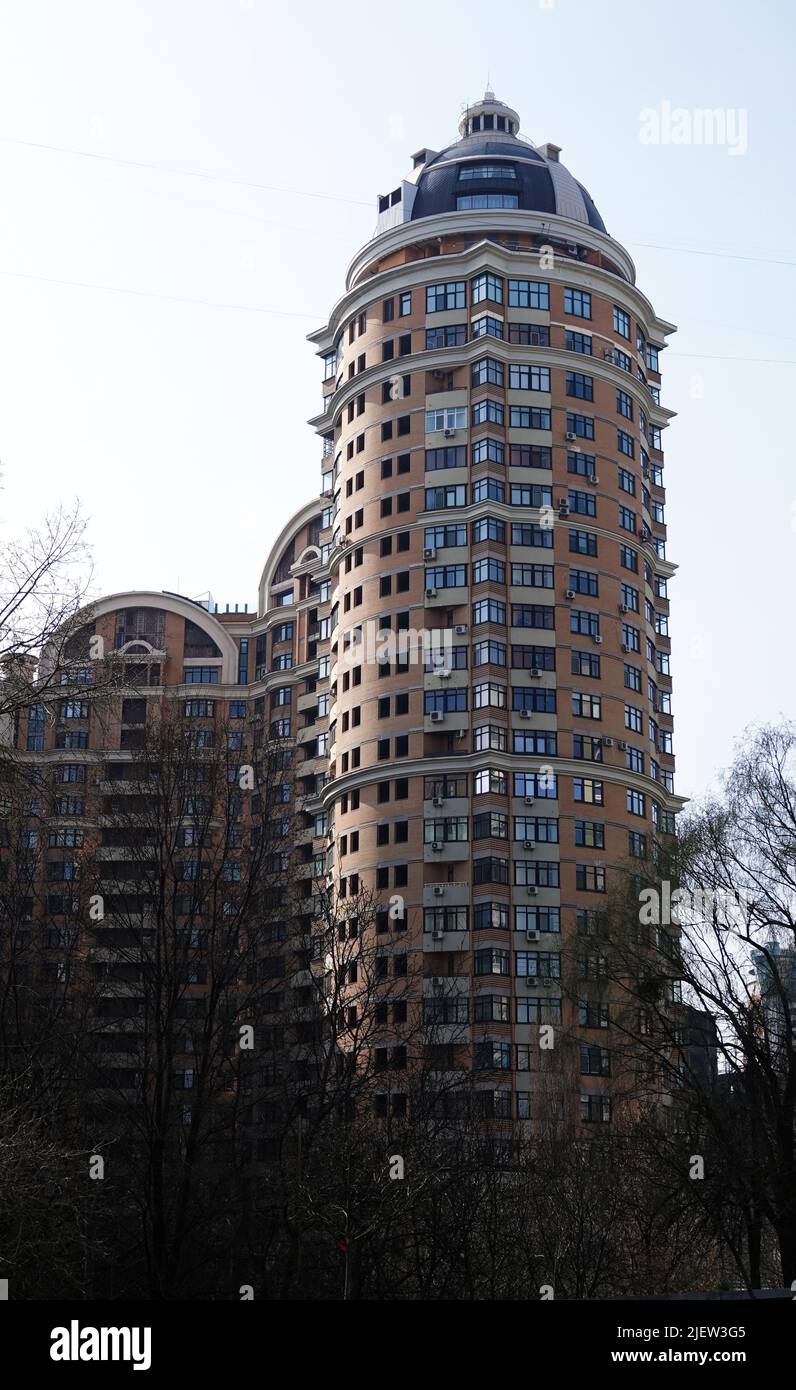 Kiev Ukraine April 13, 2021: High-rise elite building Tsarskoe Selo ...