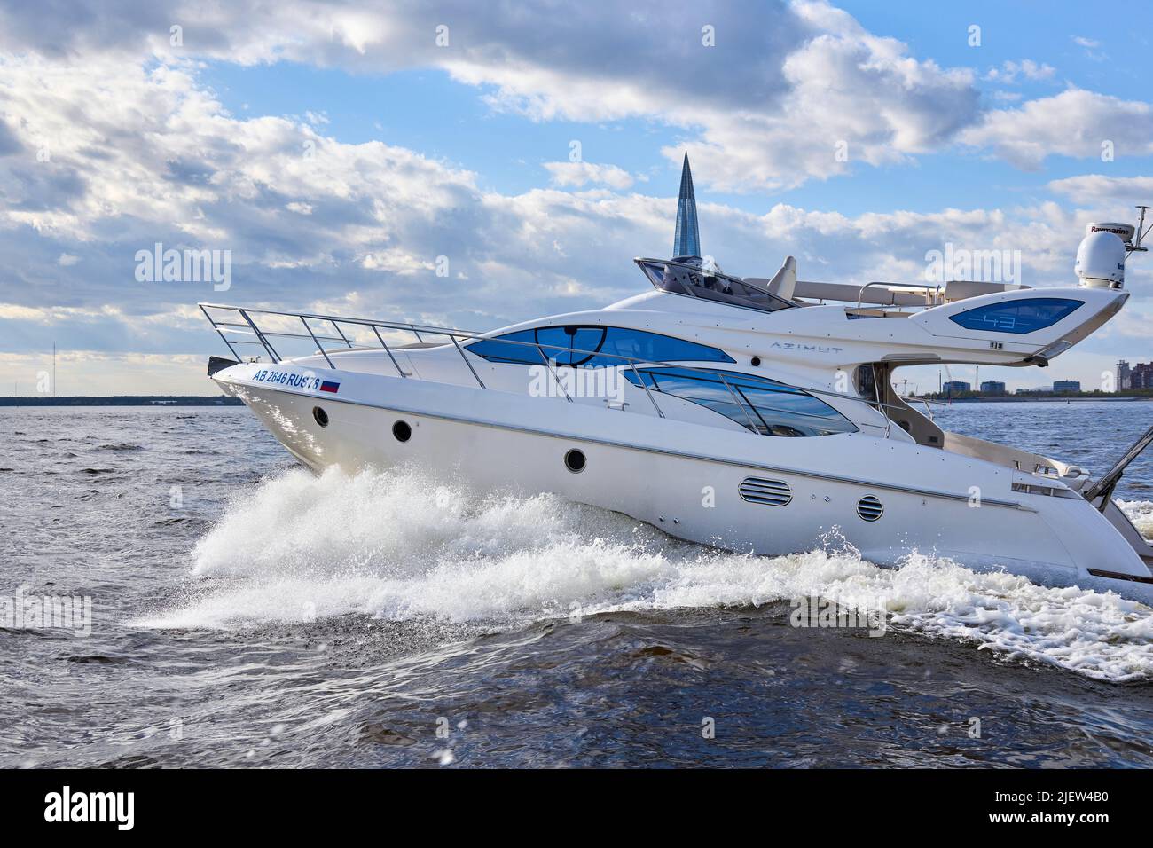 View of the yacht floating on the water Stock Photo - Alamy
