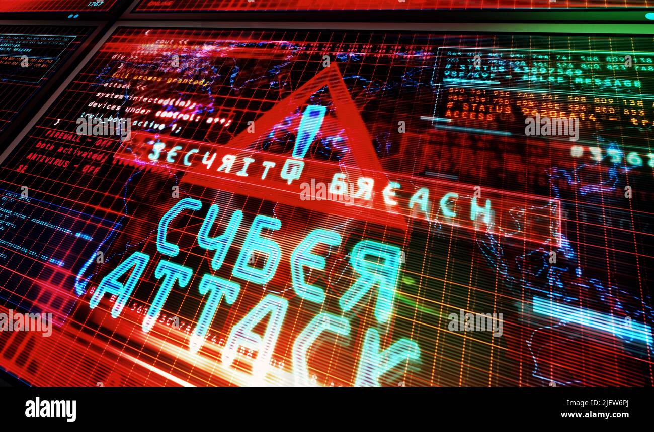 Cyberattack On Computer Screen Cyber Attack Security Breach And