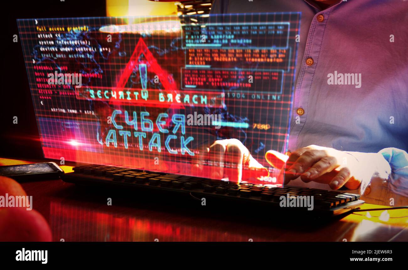 Cyberattack On Computer Screen Cyber Attack Security Breach And