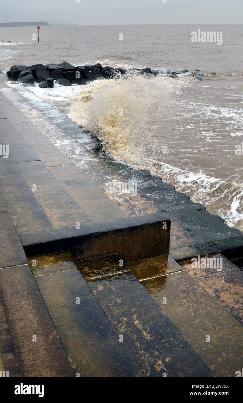 coastal protection and heavy waves at southwold suffolk england Stock ...