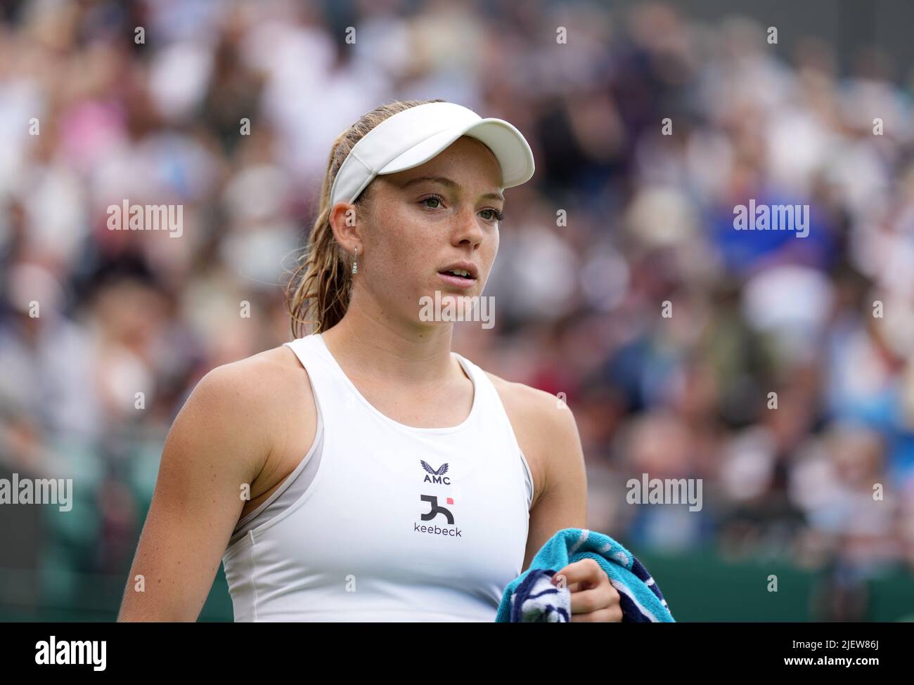 Katie Swan during her match against Marta Kostyuk on day two of the ...
