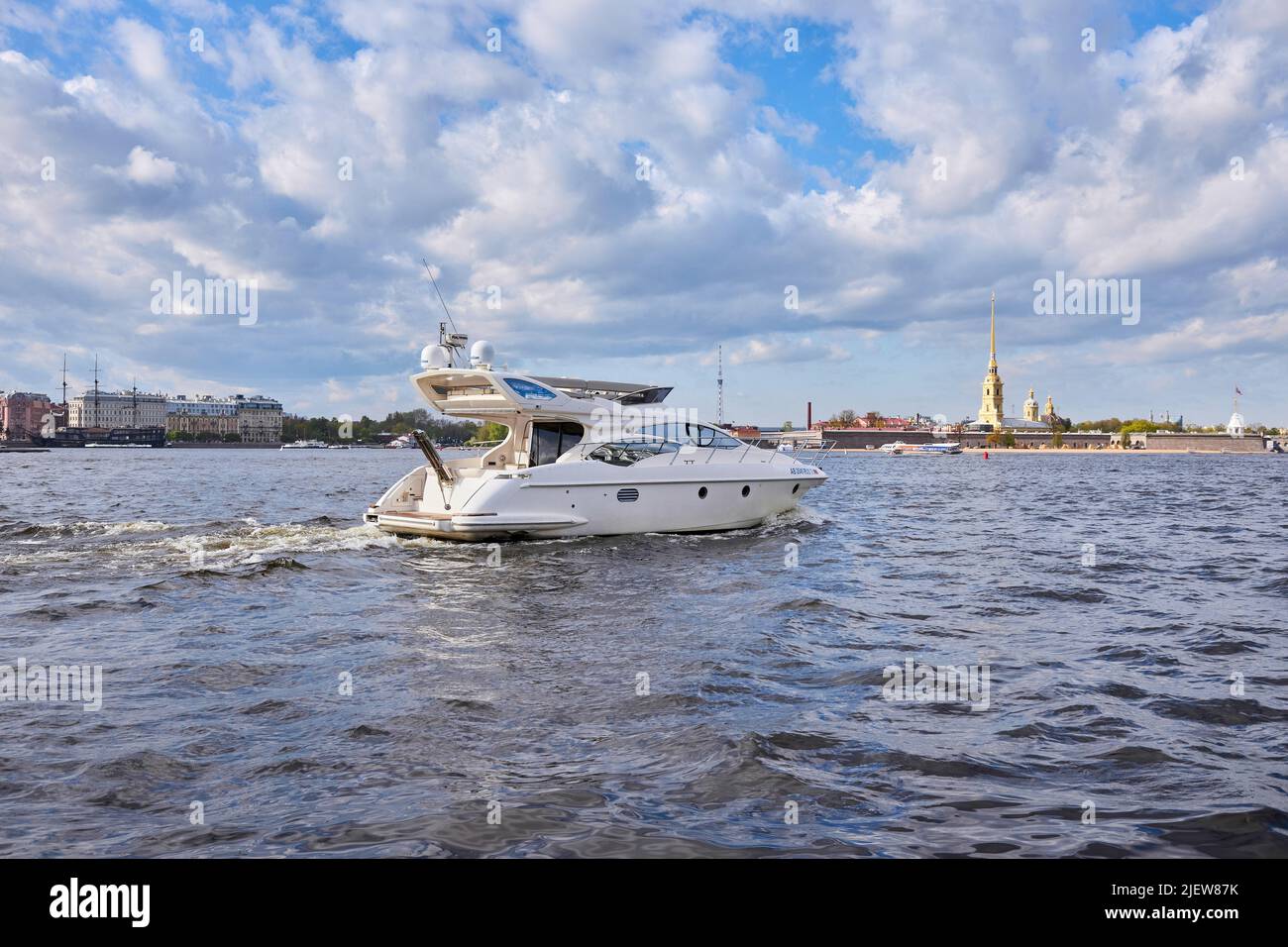 View of the yacht floating on the water Stock Photo - Alamy