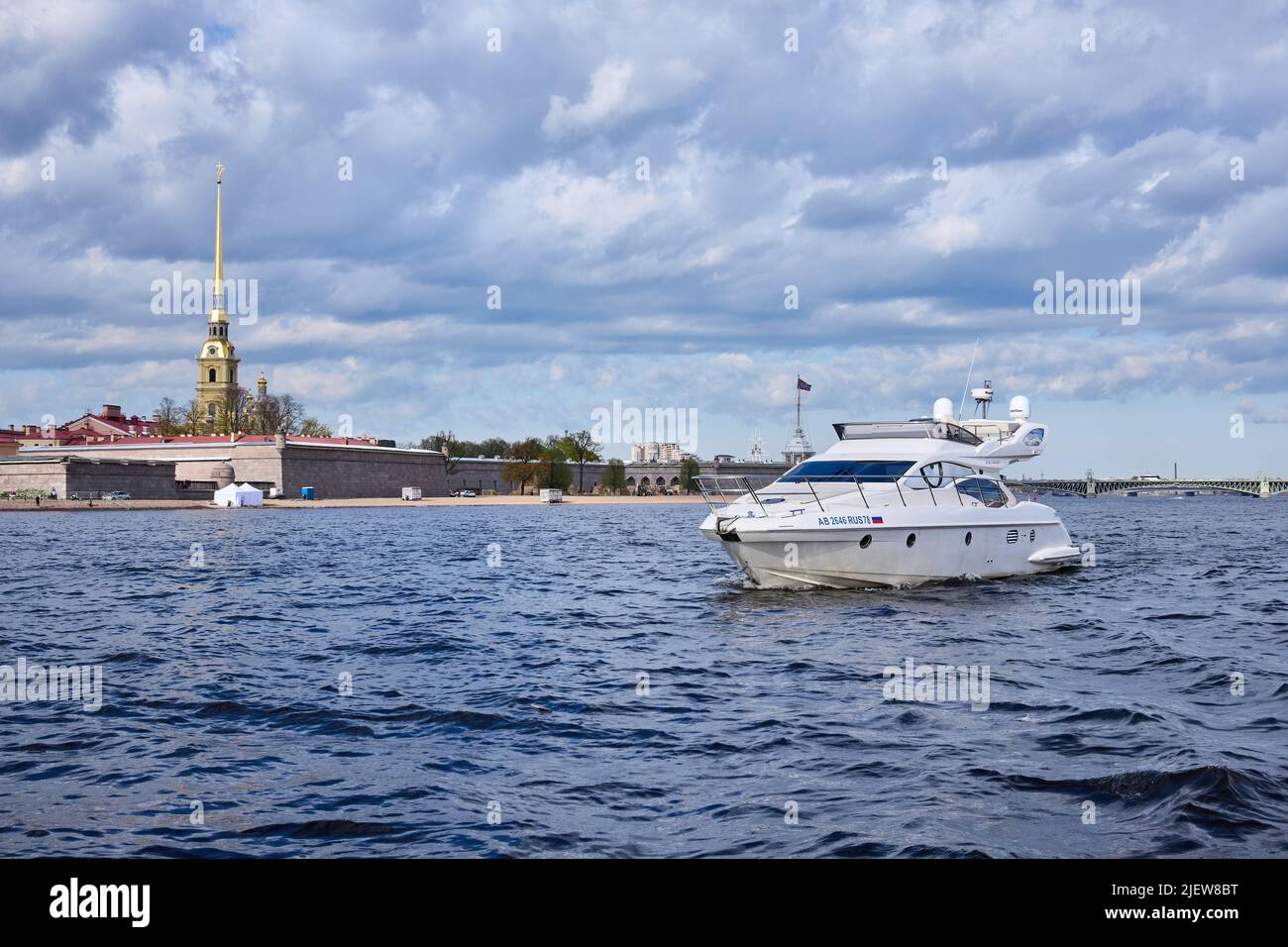 View of the yacht floating on the water Stock Photo - Alamy