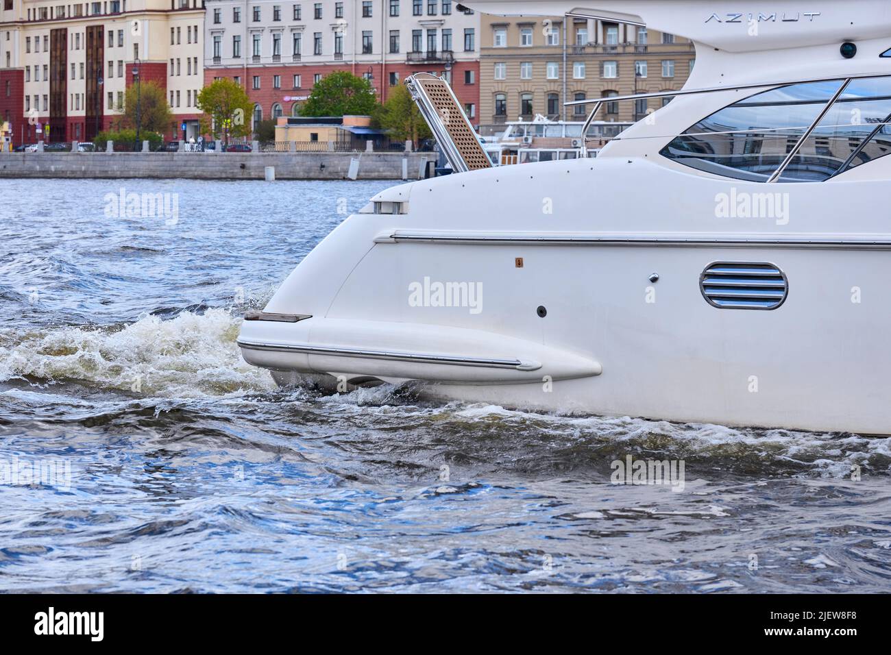 View of the yacht floating on the water Stock Photo - Alamy