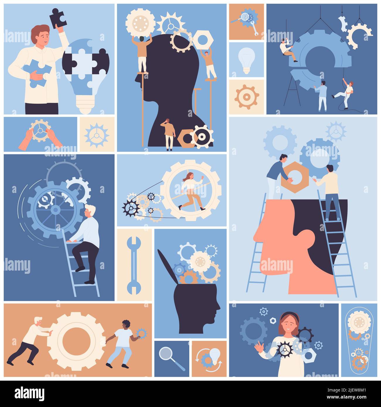 Project development, progress in business teamwork set vector ...