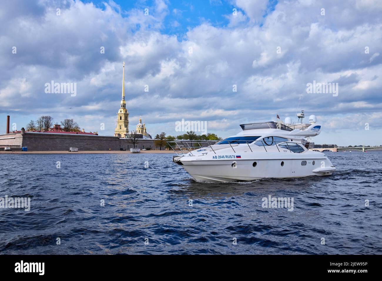 View of the yacht floating on the water Stock Photo - Alamy