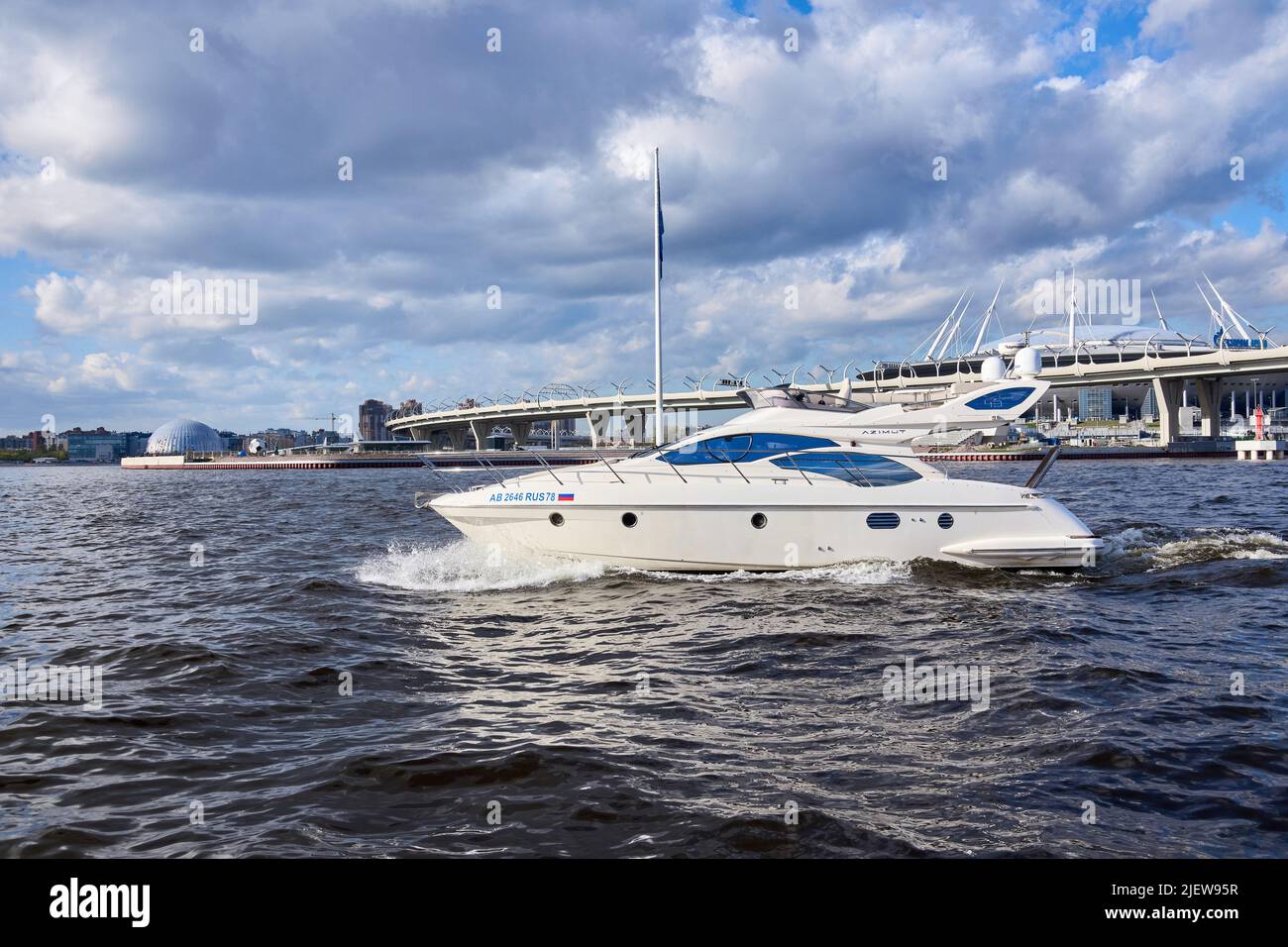 View of the yacht floating on the water Stock Photo - Alamy