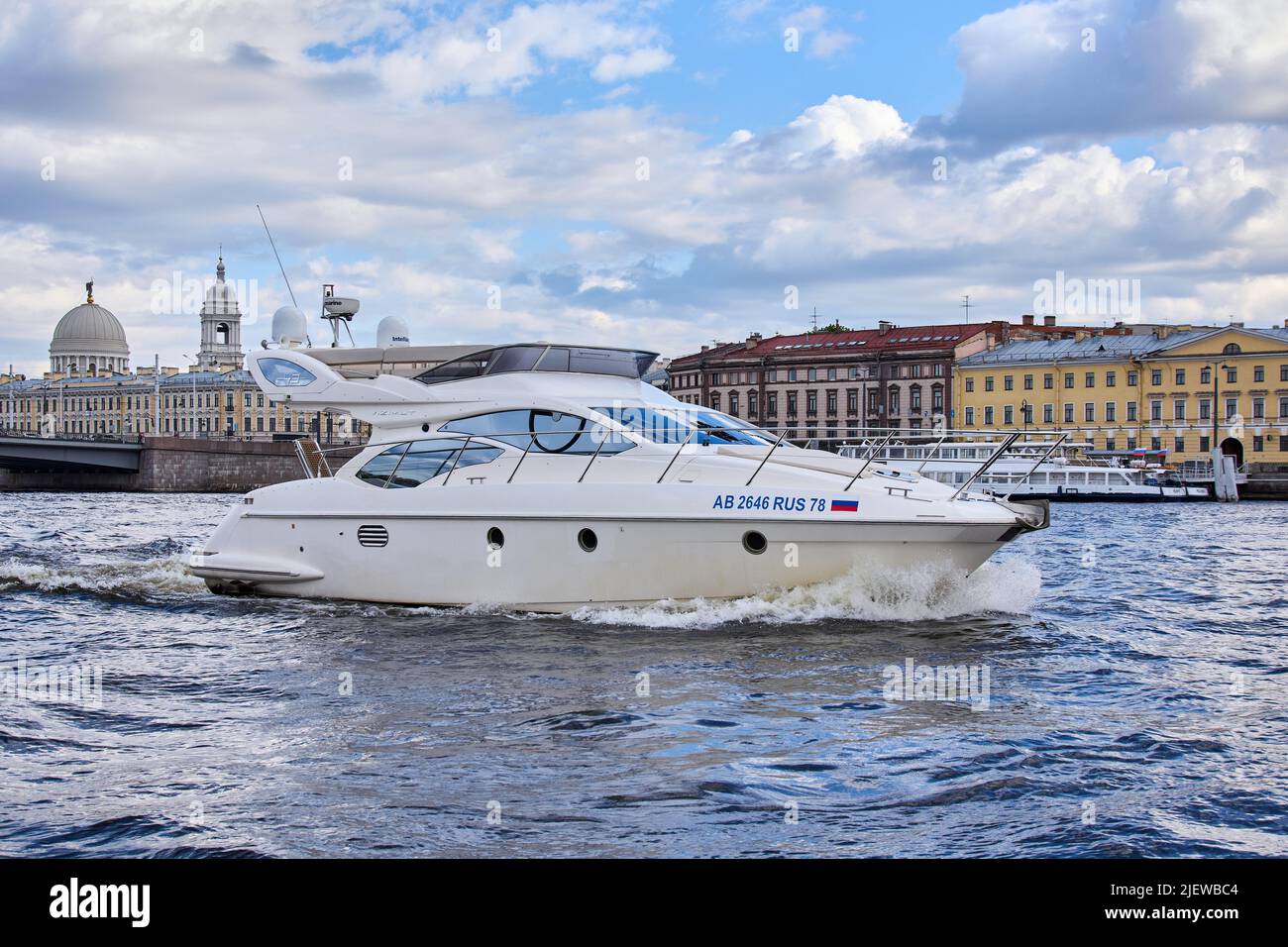 View of the yacht floating on the water Stock Photo - Alamy