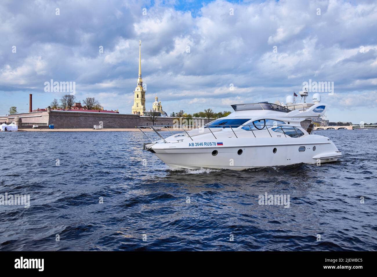 View of the yacht floating on the water Stock Photo - Alamy