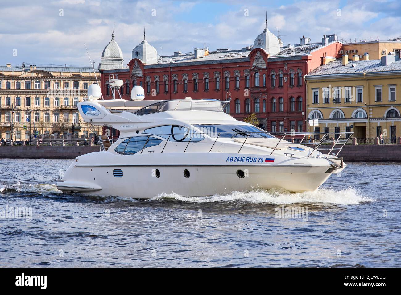 View of the yacht floating on the water Stock Photo - Alamy
