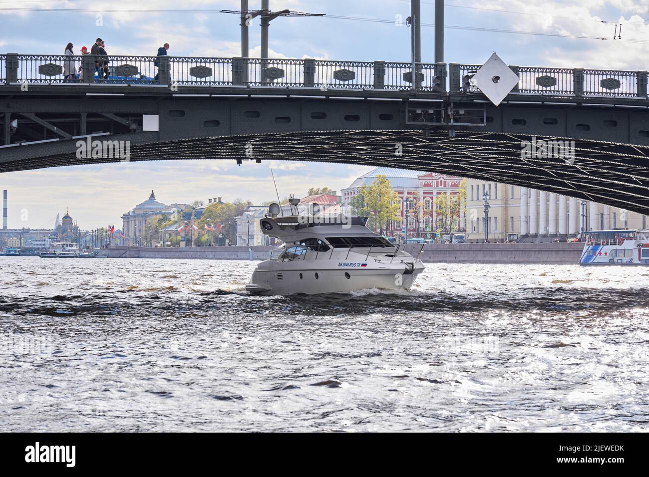 View of the yacht floating on the water Stock Photo - Alamy