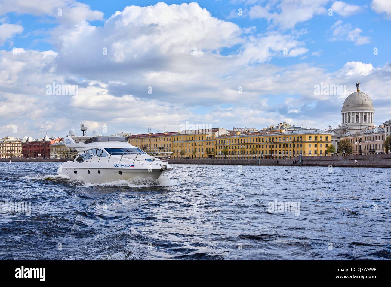 View of the yacht floating on the water Stock Photo - Alamy