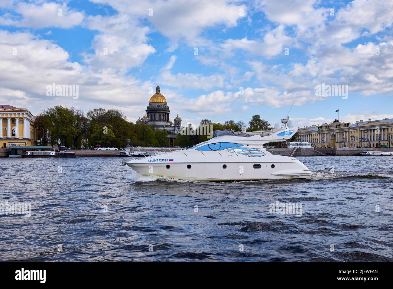 View of the yacht floating on the water Stock Photo - Alamy