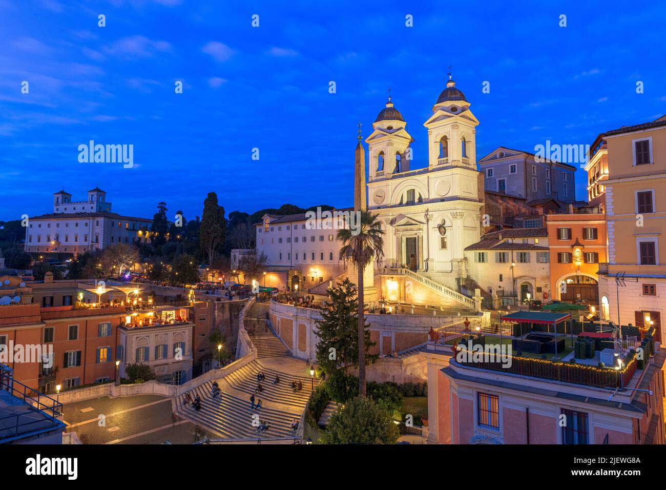 Rome, Italy overlooking the Spanish Steps at night Stock Photo - Alamy