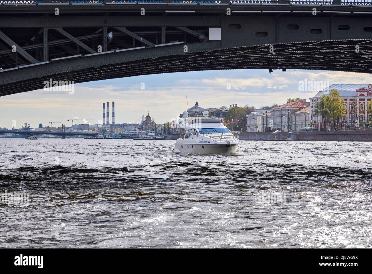 View of the yacht floating on the water Stock Photo - Alamy