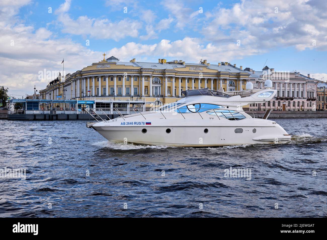 View of the yacht floating on the water Stock Photo - Alamy