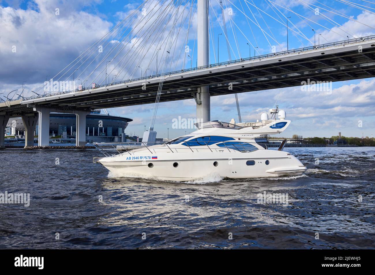 View of the yacht floating on the water Stock Photo - Alamy