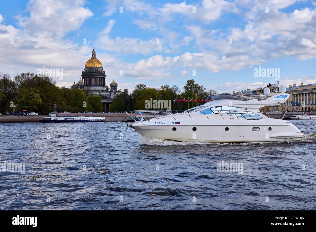 View of the yacht floating on the water Stock Photo - Alamy