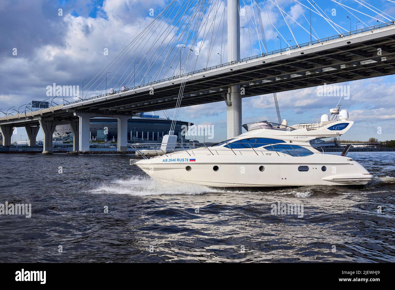 View of the yacht floating on the water Stock Photo - Alamy